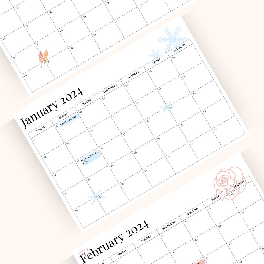 Printable Monthly Calendar USA Holidays and Observances Colorfull - Etsy