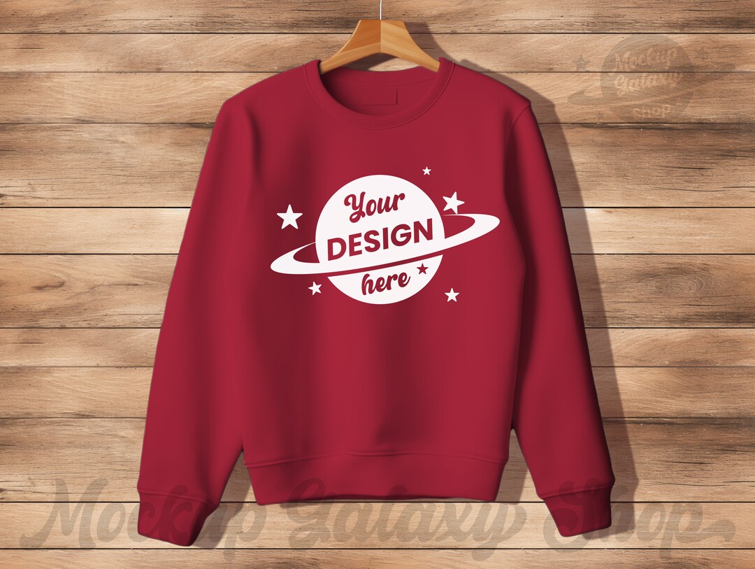 Red Sweater Mockup to Personalize on Hanger Gildan 18000 - Etsy