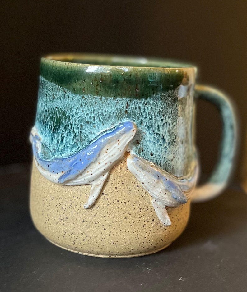 Handcrafted Ceramic Whale Mug: Coastal Ocean Art, 12 Oz - Etsy