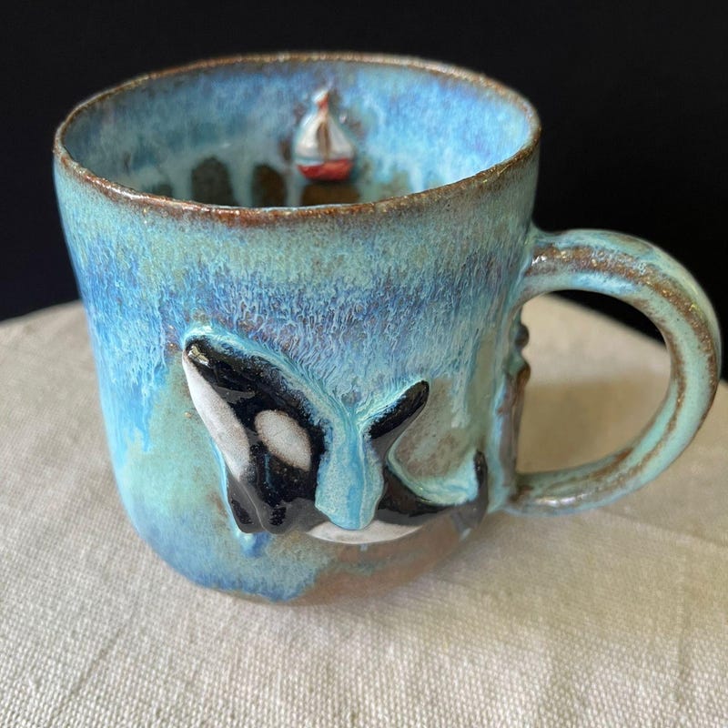 Hand Thrown Ocean Mug - Etsy