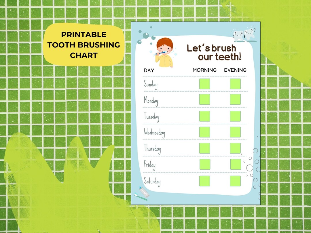 Teeth Brushing Chart Brush Teeth Chart Brush Teeth Printable Children ...