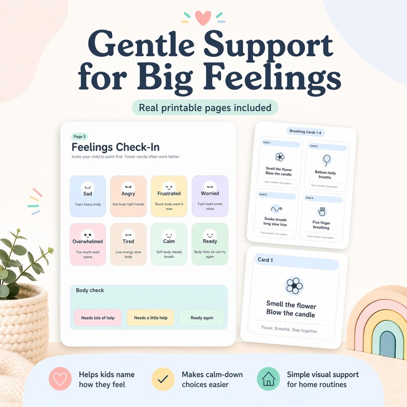 Calm Down Cards for Kids Printable, Big Feelings Toolkit, Feelings ...