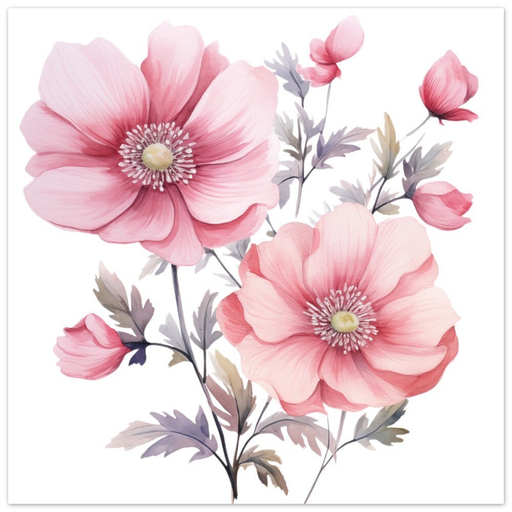 Pink Flower Foam Print, Botanical Wall Art, Pink Wall Prints, Pink Wall ...