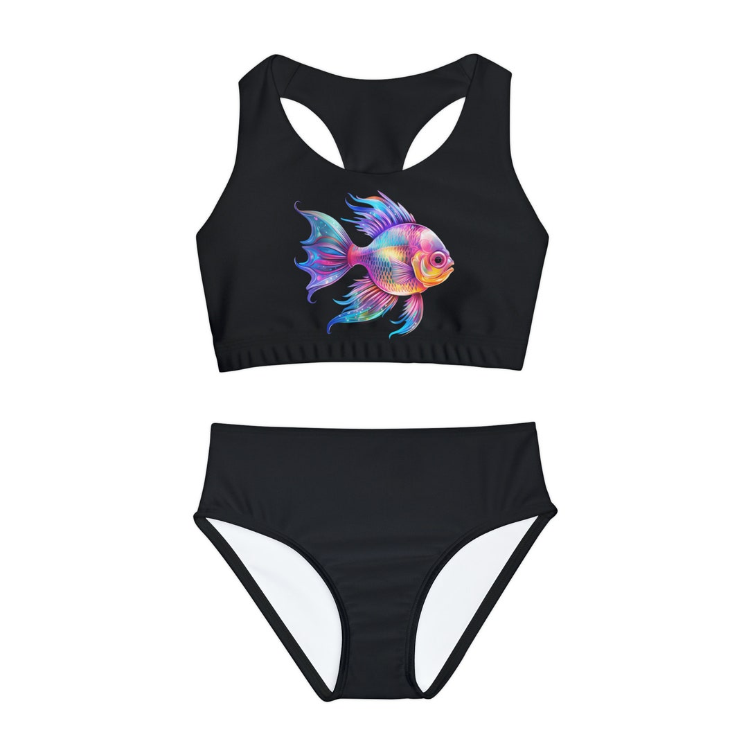 Rainbow Goldfish Swimwear, Fish Swim Wear, Two Piece Swim Wear, Rainbow ...