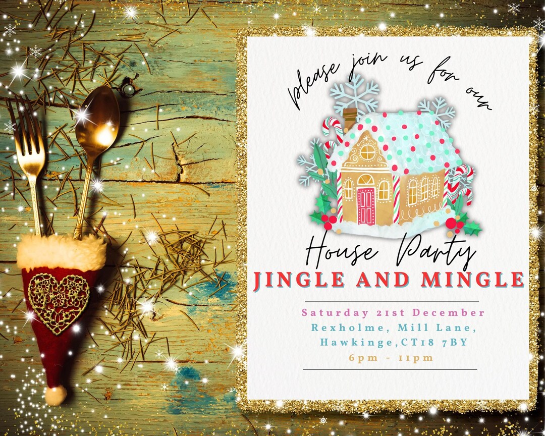 Christmas Holiday Party Gingerbread House Invitation Invite Digital ...