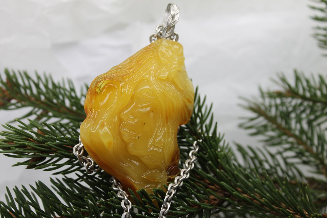 Beautiful Pendant Carved From Natural Baltic Amber - Etsy