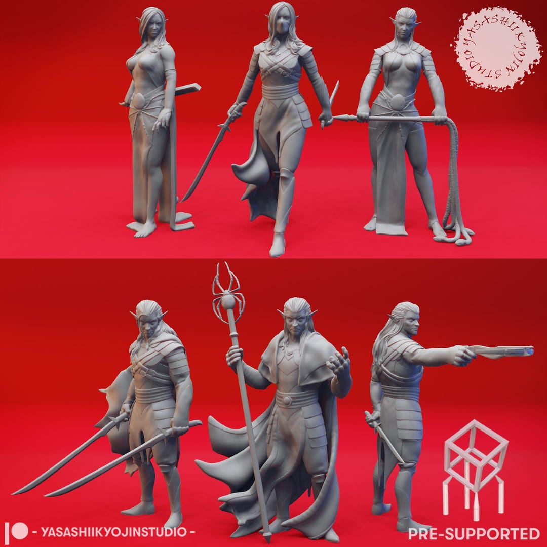 Drow Set X6 - Underdark Dungeons and Dragons, TTRPG, Wargaming ...