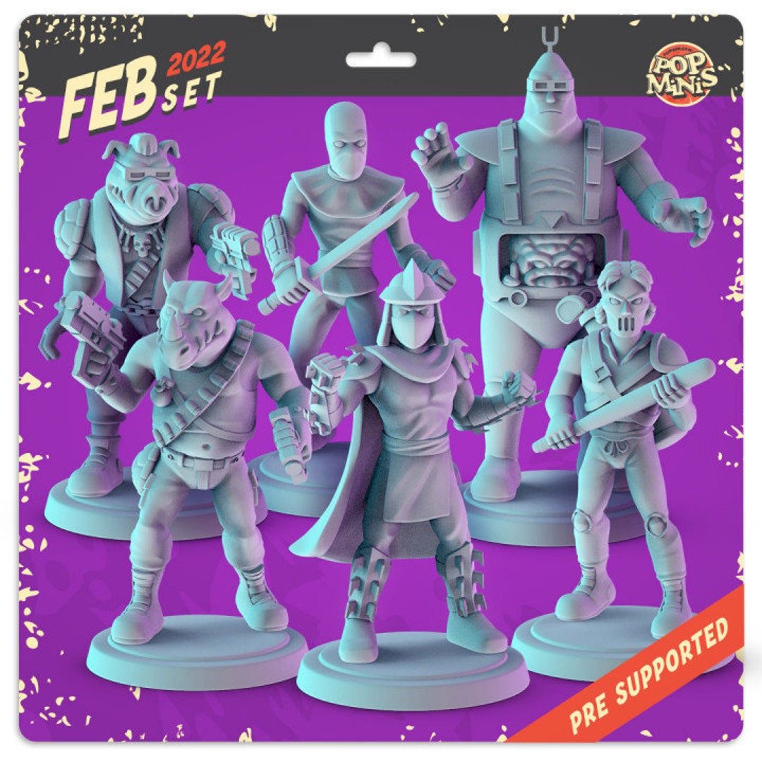 Teenage Fighting Turtle Villains Cartoon Miniature 32mm Dungeons and ...