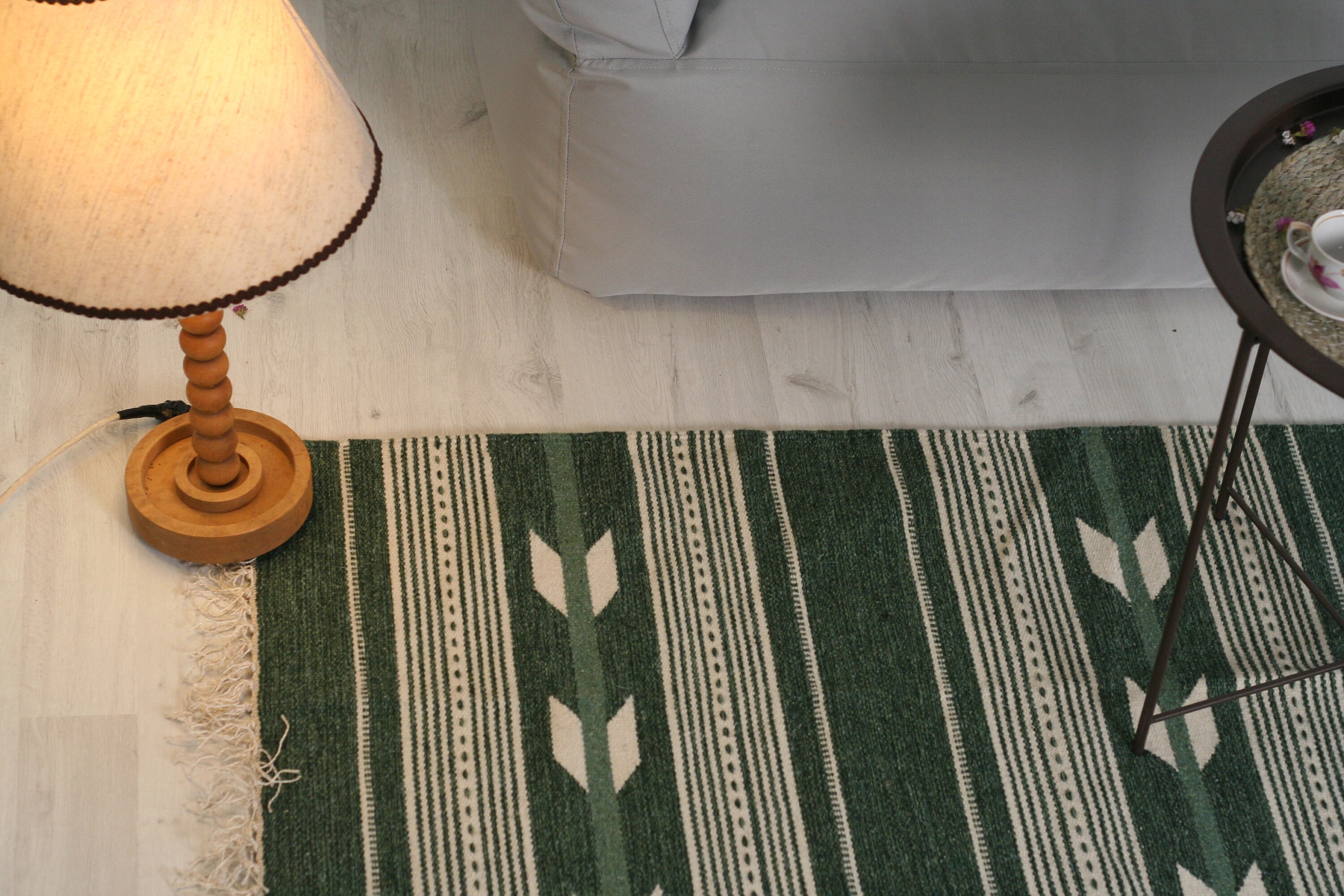 Ukrainian Handmade Rug Green Minimalist Area Rug Ethnic Rug Living Room ...