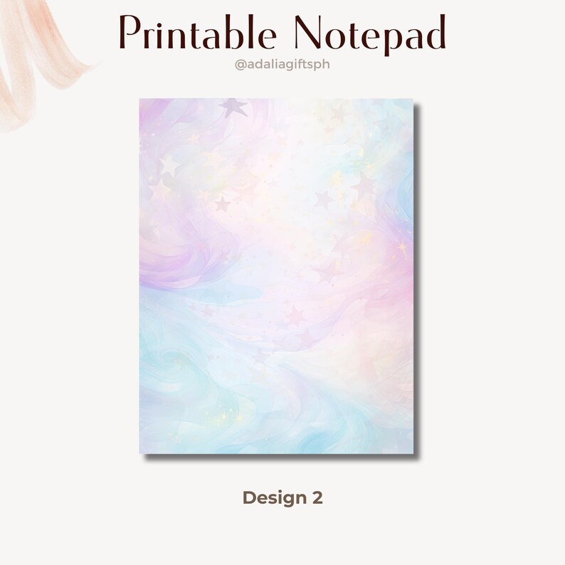 Sweet Pastel Swirls Instant Download Printable Notepad – Customizable ...