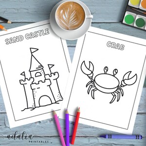 Summer Kids Coloring Book, Beach Theme Activity Book, Children's ...