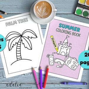 Summer Kids Coloring Book, Beach Theme Activity Book, Children's ...