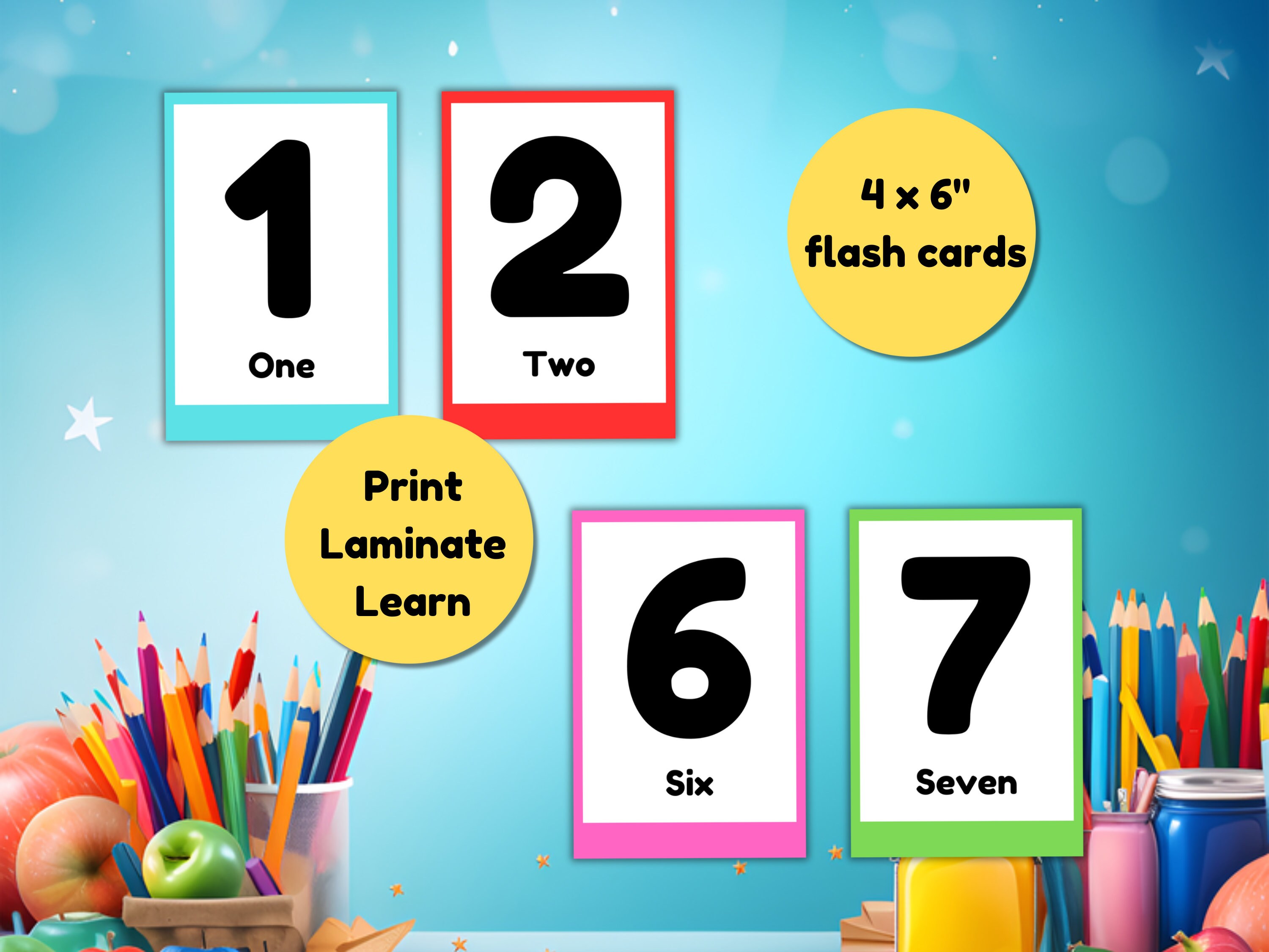 Number Flash Cards Printable Math Montessori Homeschool Classroom Decor ...