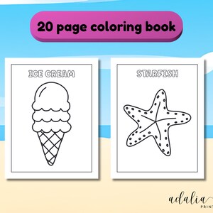 Summer Kids Coloring Book, Beach Theme Activity Book, Children's ...