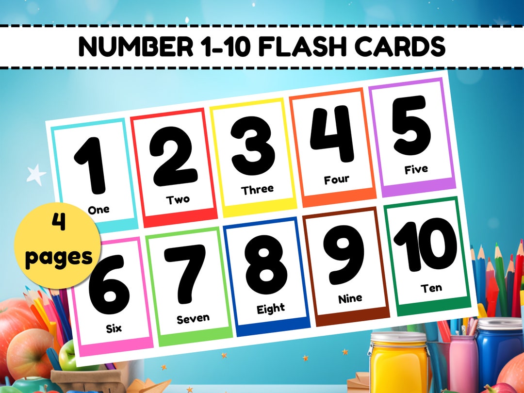 Number Flash Cards Printable Math Montessori Homeschool Classroom Decor ...