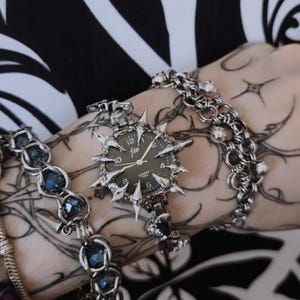 Handmade Spiky Stainless Steel Watch: Y2K Grunge Style, Gothic, Solder ...