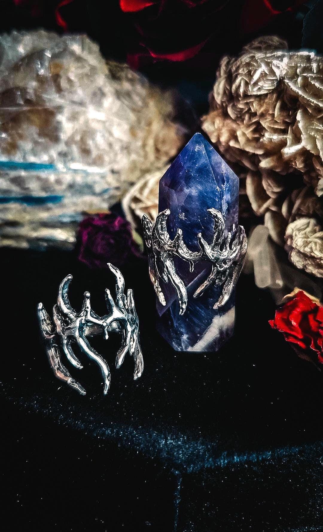 Handcarved Sterling Silver Spiky Heart Ring: Cybersigilism Gothic ...