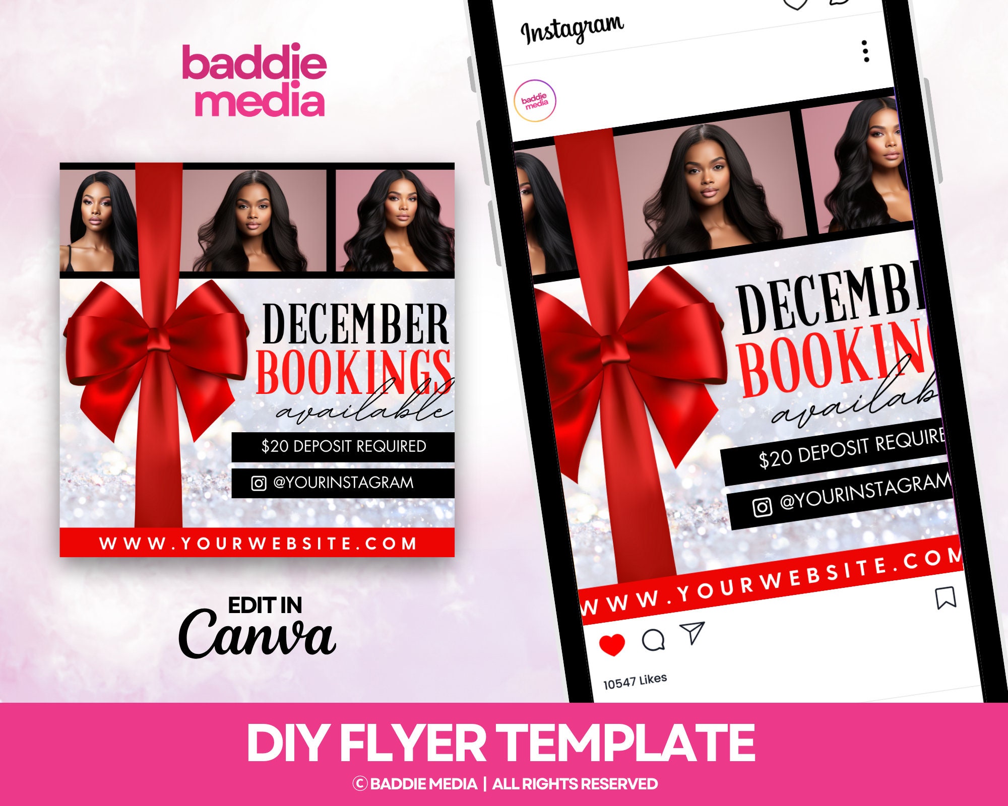 Editable December Bookings Available Flyer, Christmas Booking Flyer ...