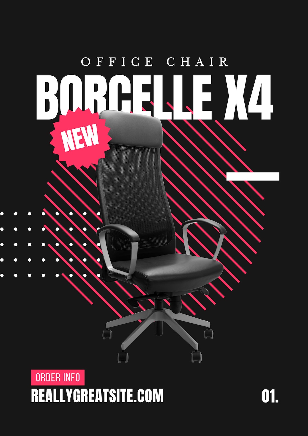 Black Modern Office Chair, Flyer for New Arrival, Enhance Workspace ...