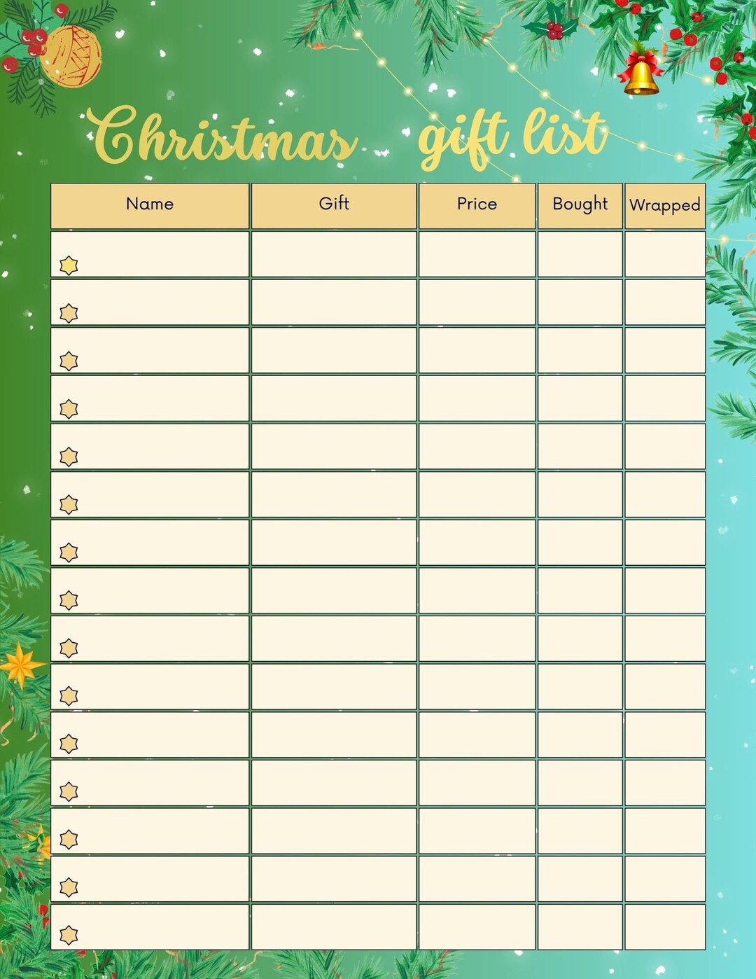 Christmas Holiday Gift, Planner, Simple, Festive, Instant Download ...