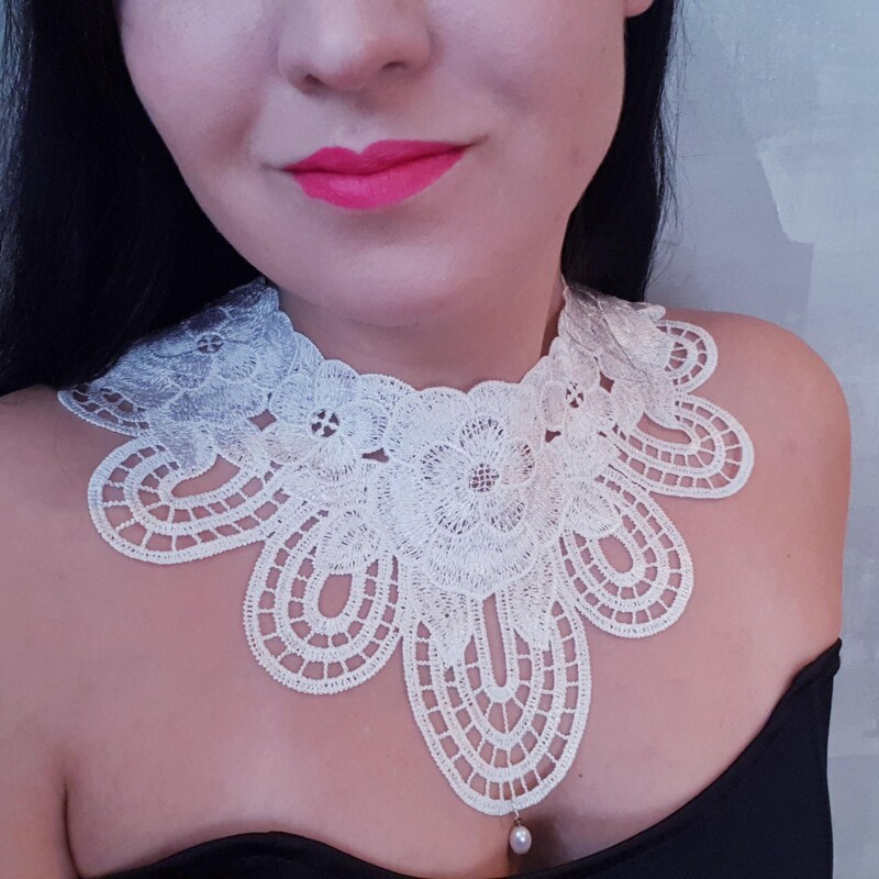 Lace Bib Necklace - Etsy