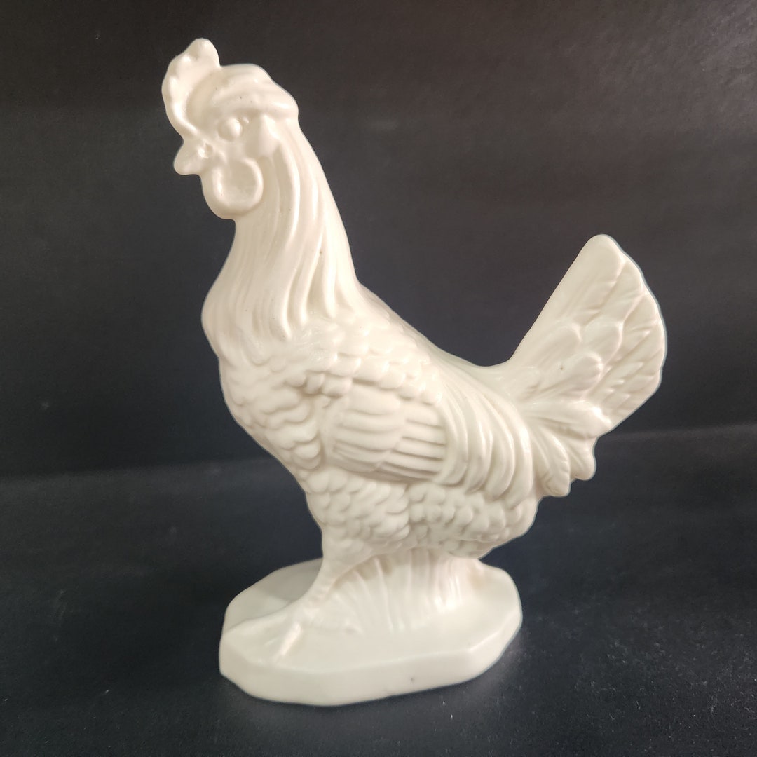 Vintage White Ceramic Rooster - Etsy