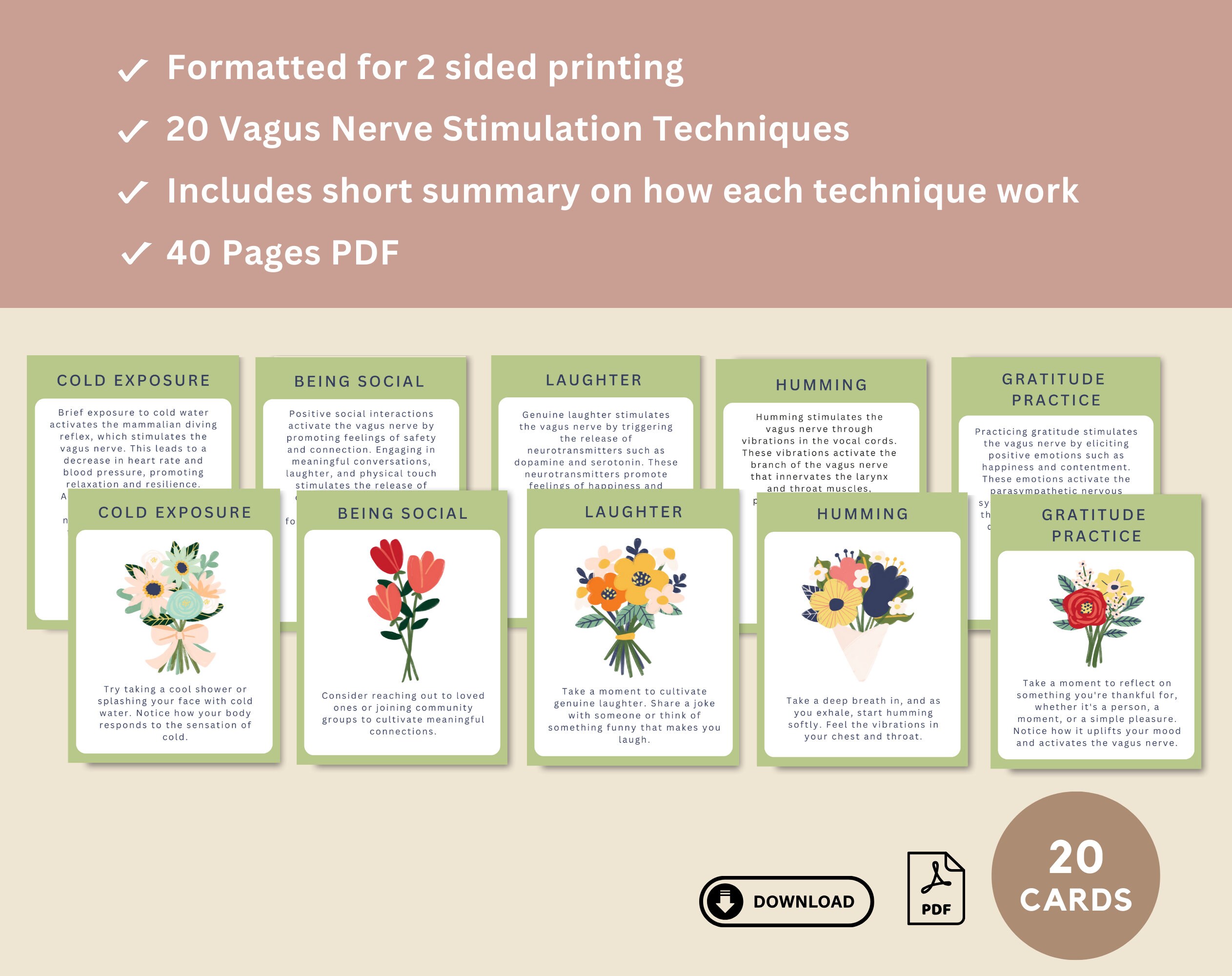 Vagus Nerve Stimulation Cards Based on Polyvagal Theory Nervous System ...