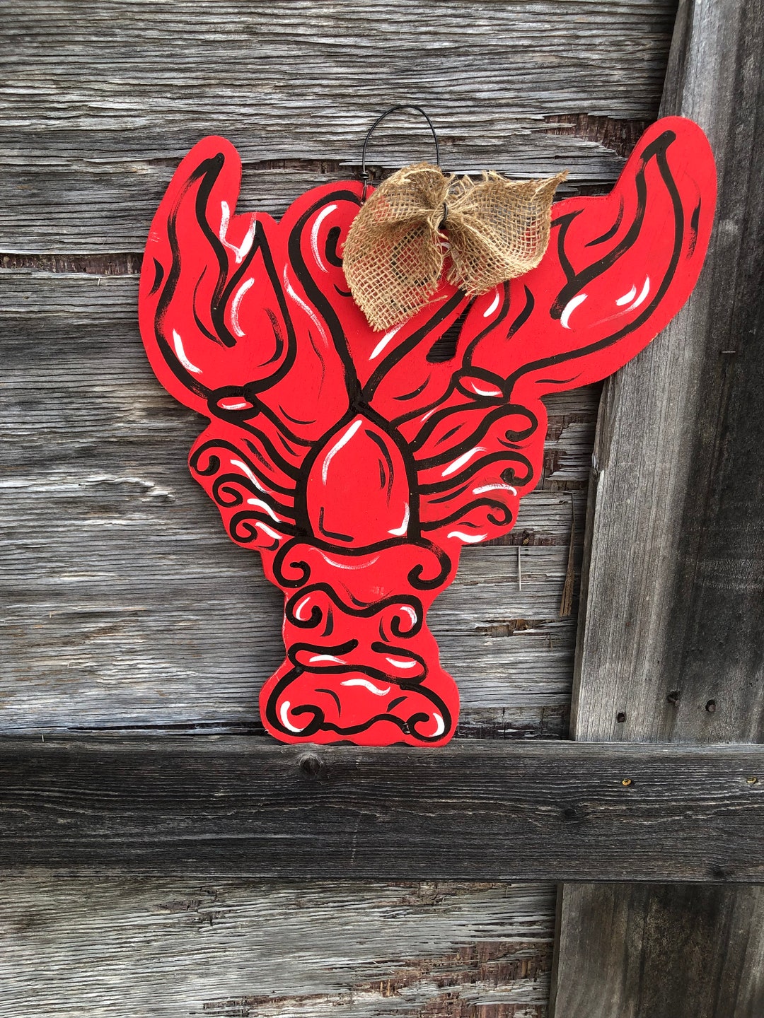 Crawfish Door Hanger Lobster Sign Crawfish Sign Coastal - Etsy