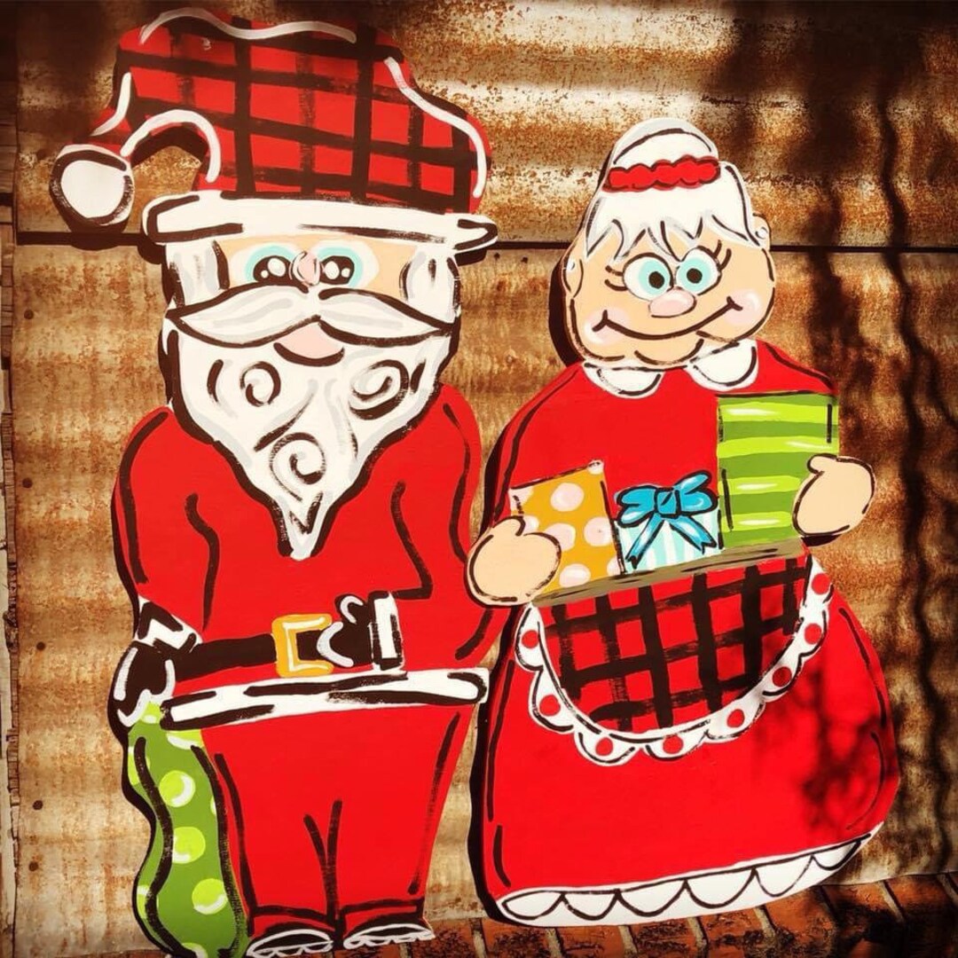 Santa Sign, Christmas Sign, Christmas Yard Art, Mr. and Mrs Claus ...