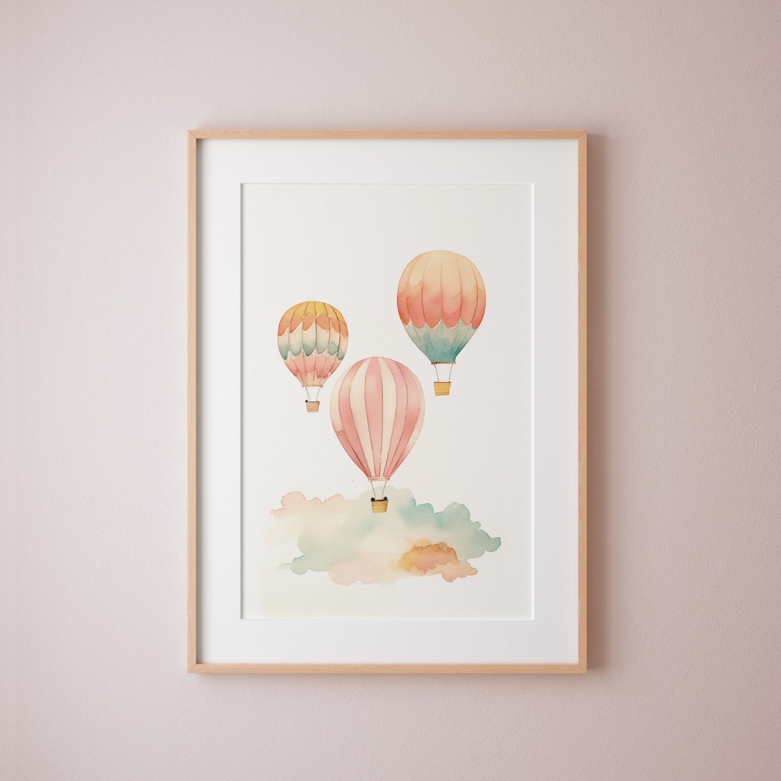 Hot Air Balloons Print, Watercolor Print, Cute Nursery Print, Kids Baby ...