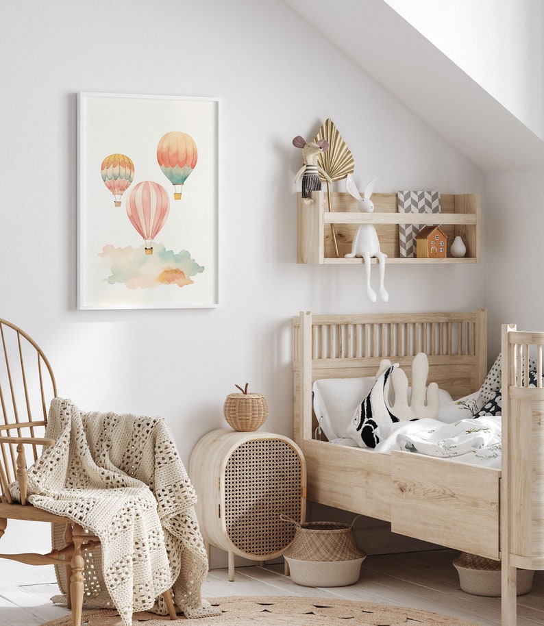 Hot Air Balloons Print, Watercolor Print, Cute Nursery Print, Kids Baby ...