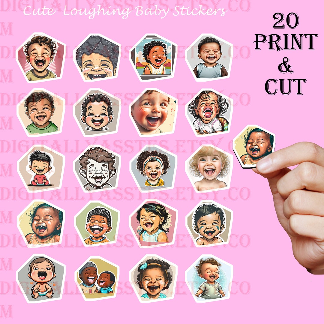 PRINT & CUT Sticker, Sticker Sheet Template, PDF, Cute Babies, for ...