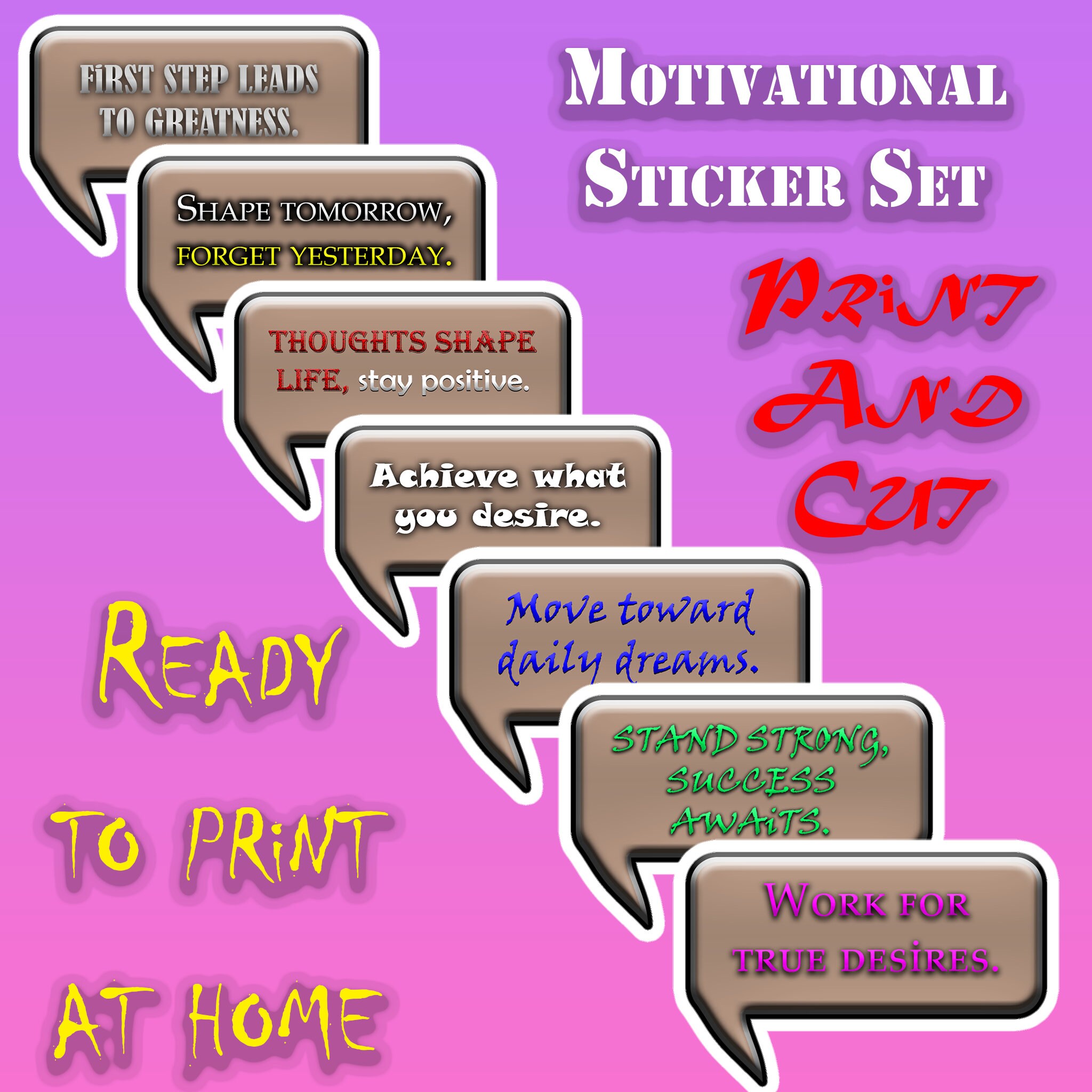 Motivational Stickers, Sticker Sheet Template, Png Motivational Mug ...