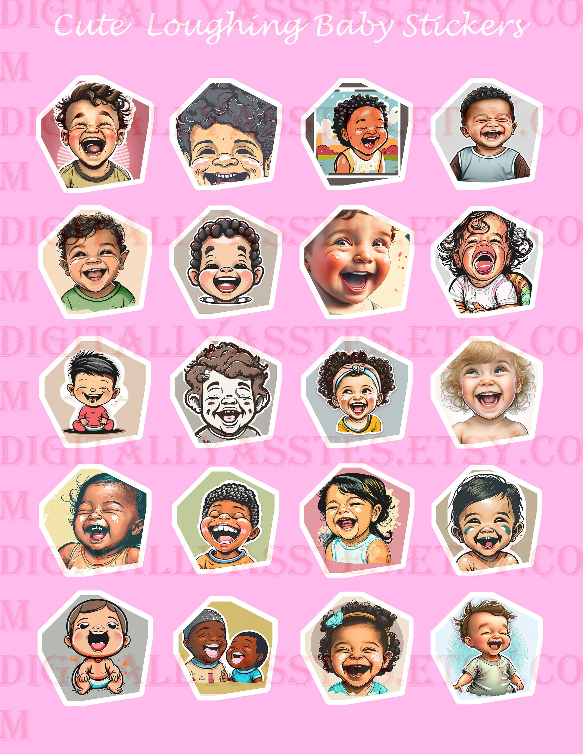PRINT & CUT Sticker, Sticker Sheet Template, PDF, Cute Babies, for ...