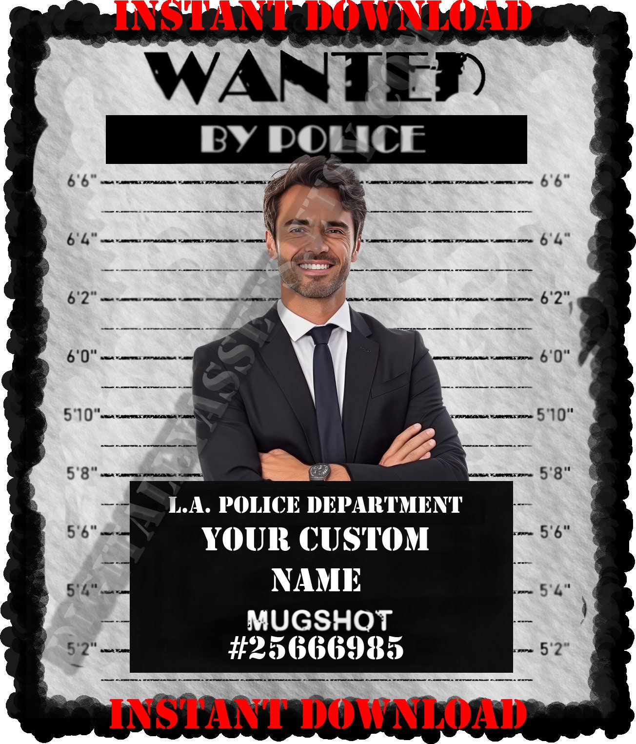 Printable Mugshot Background Template: DIY Photo Booth Prop (digital ...
