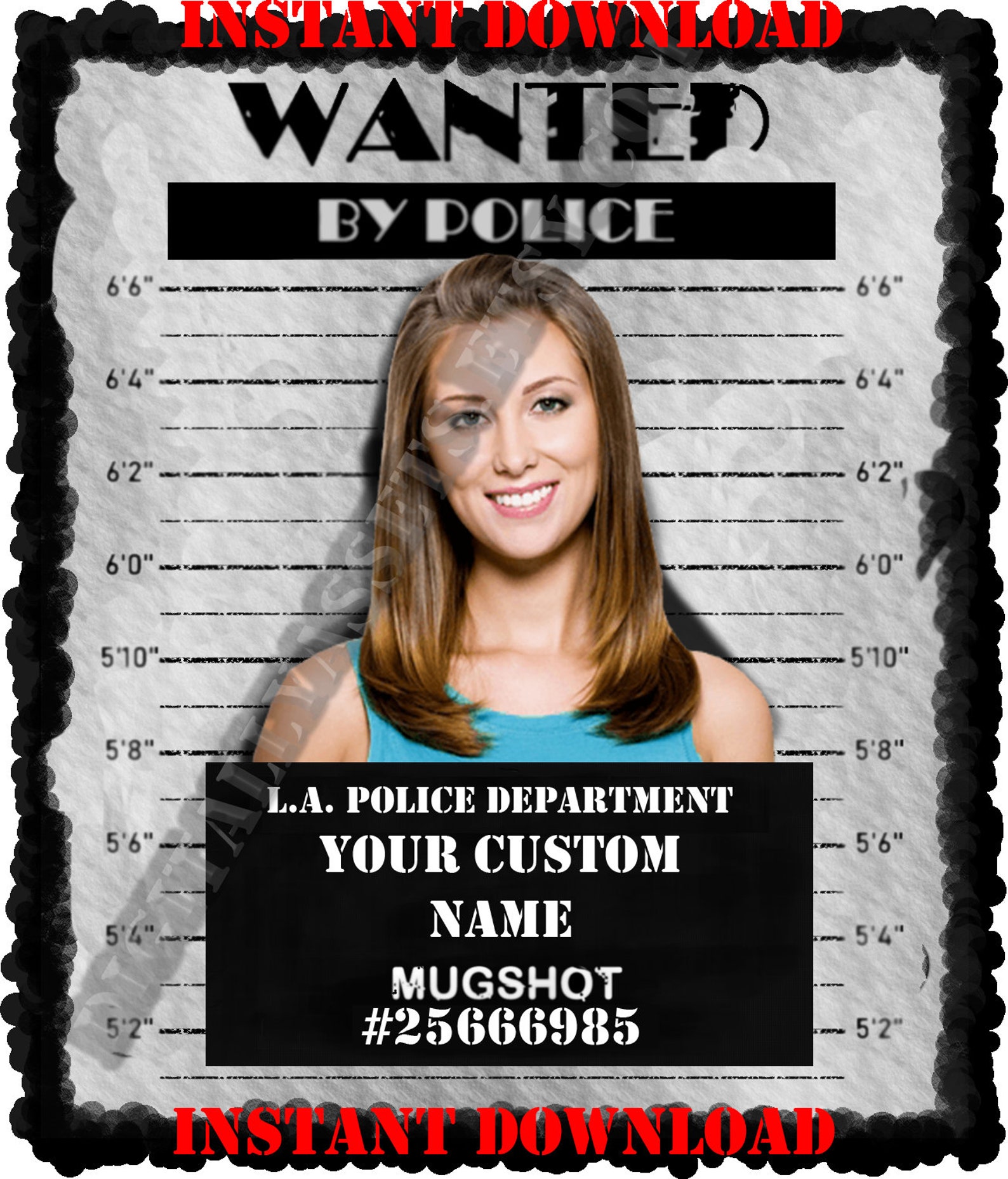 Printable Mugshot Background Template: DIY Photo Booth Prop (digital ...