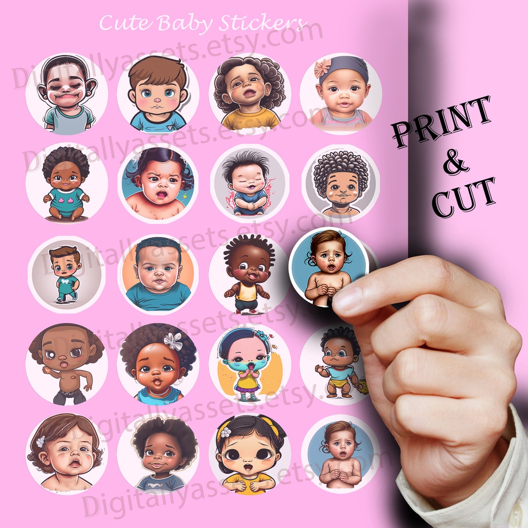 PRINT & CUT Sticker, Sticker Sheet Template, PDF, Cute Babies, for ...