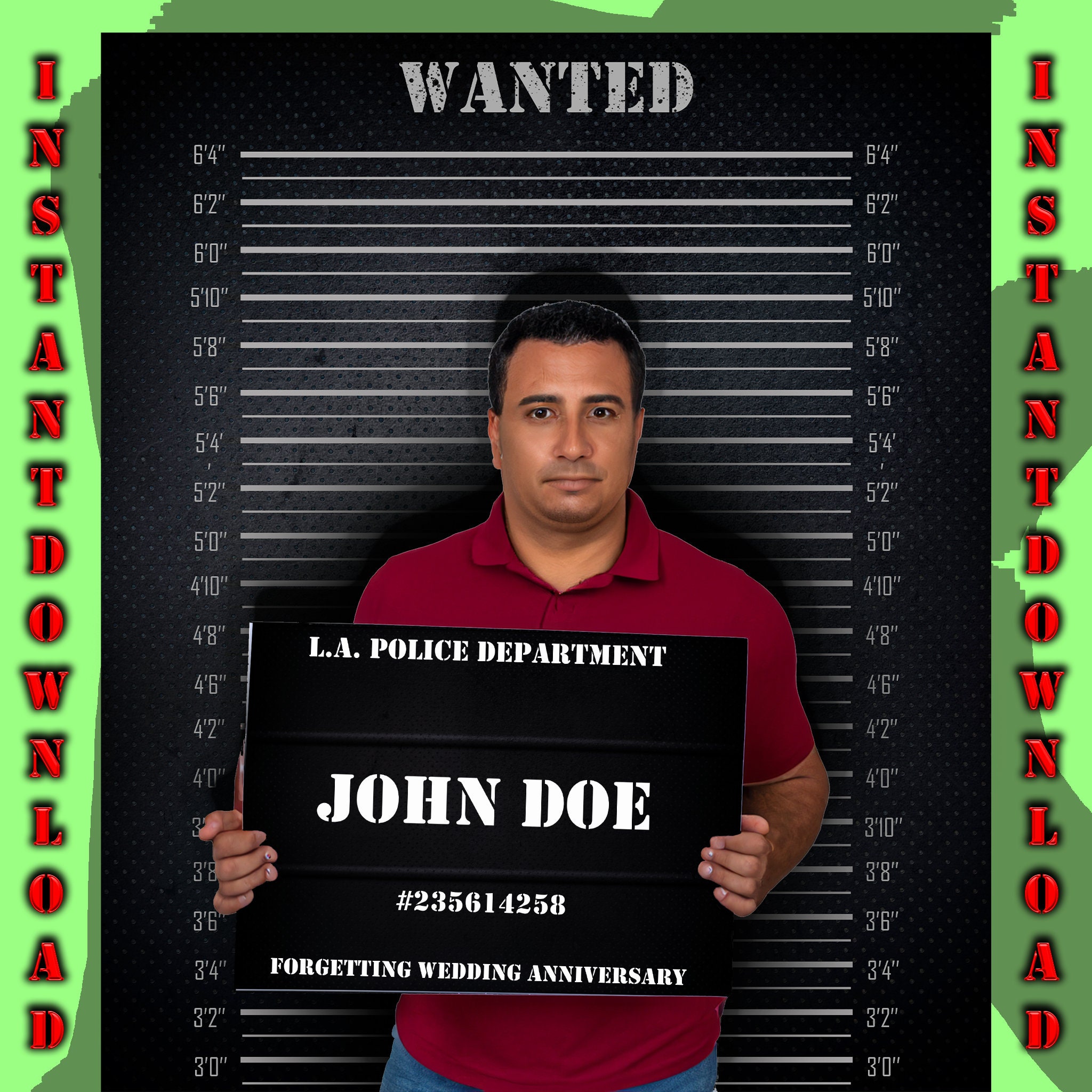 Mugshot Backdrop and Mugshot Sign,image & Text Personalized ...