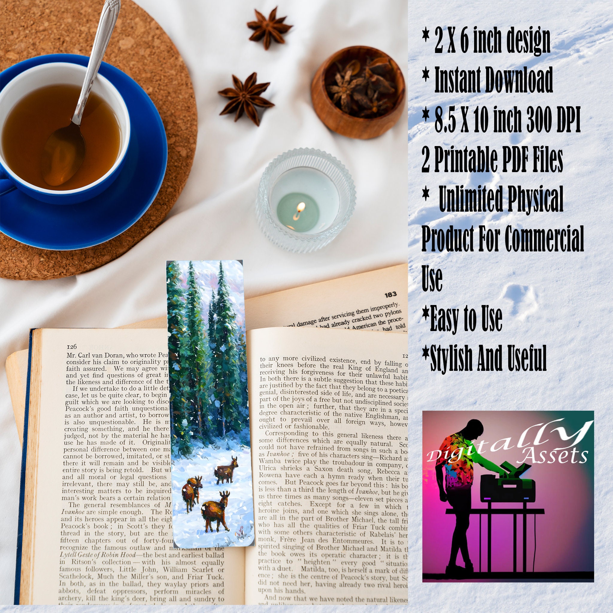 10 Winter, Snow and Animals Printable Bookmarks,digital Download PDF ...