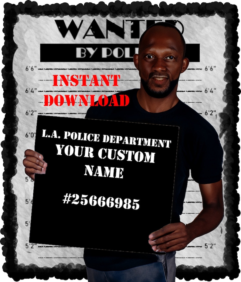 Mugshot Backdrop and Mugshot Sign,image & Text Personalized ...