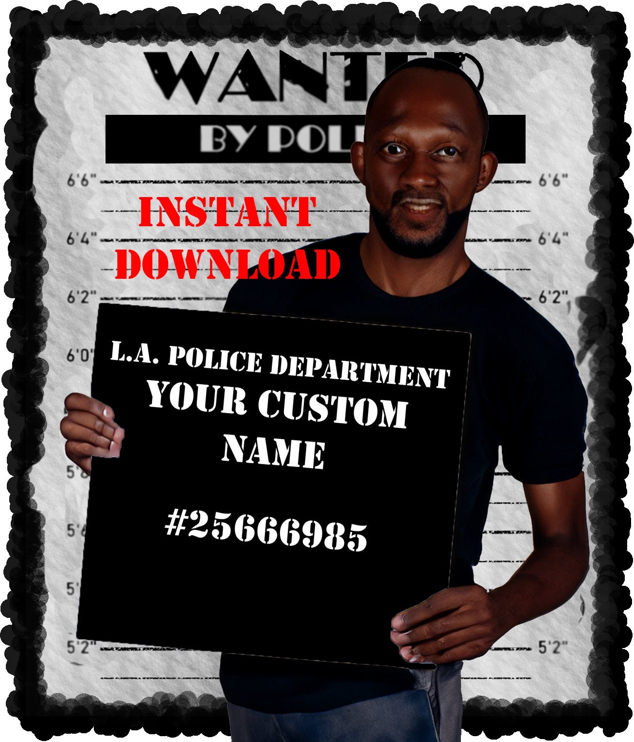 Mugshot Backdrop and Mugshot Sign,image & Text Personalized ...