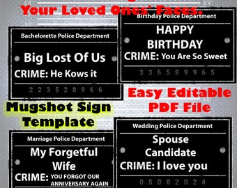DIY Mugshot Sign Mugshot Template Unlimited Personal Use Instant ...