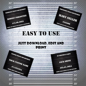 DIY Mugshot Sign, Black and White Mugshot Template, Unlimited Personal ...
