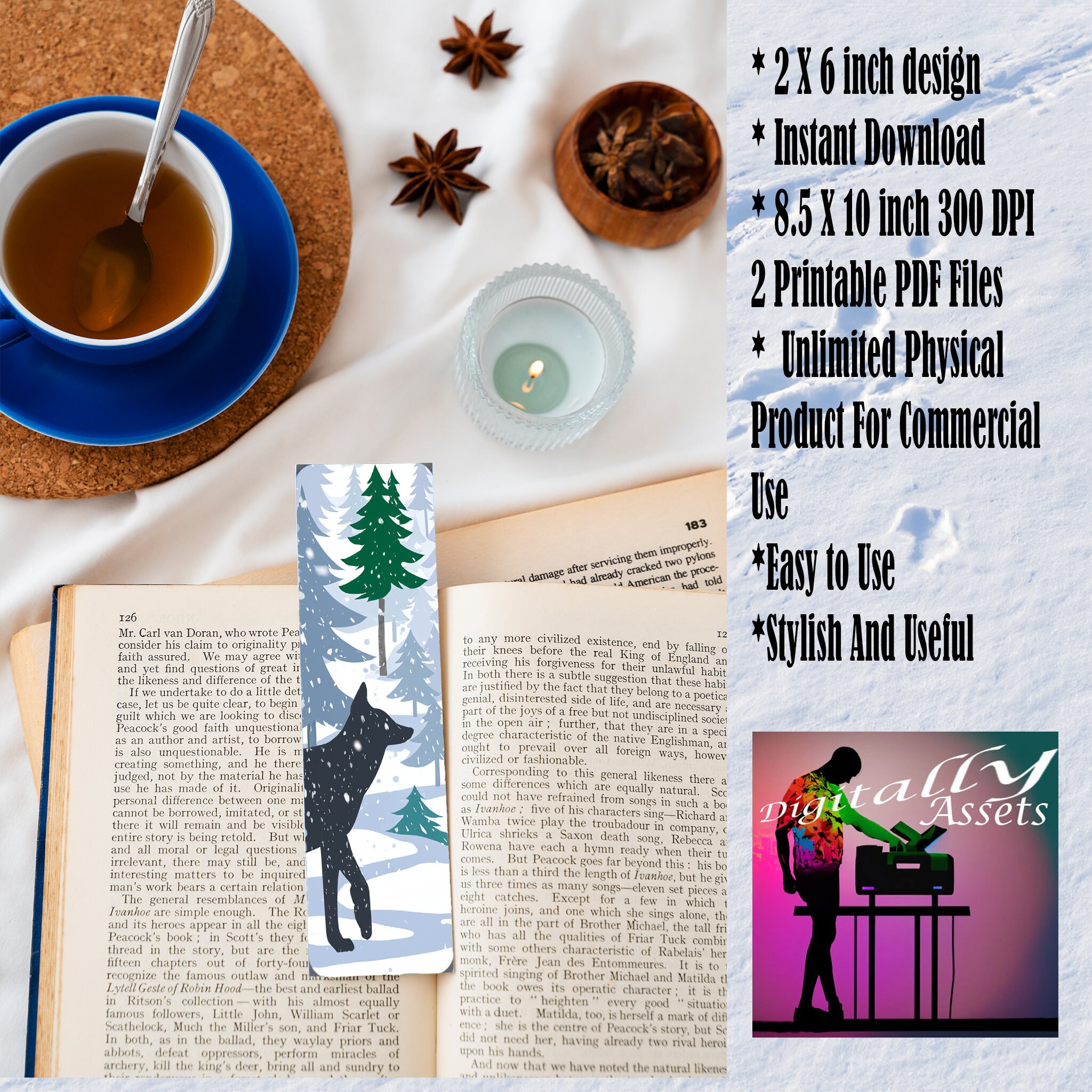 10 Winter, Snow and Animals Printable Bookmarks,digital Download PDF ...