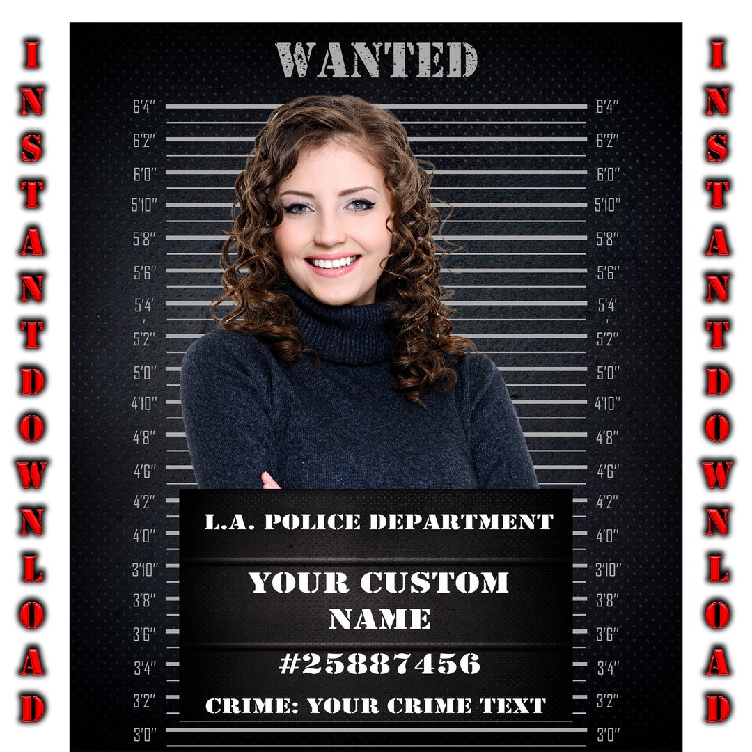 Personalized Mugshot Backdrop: Editable Party Photo Booth (digital ...