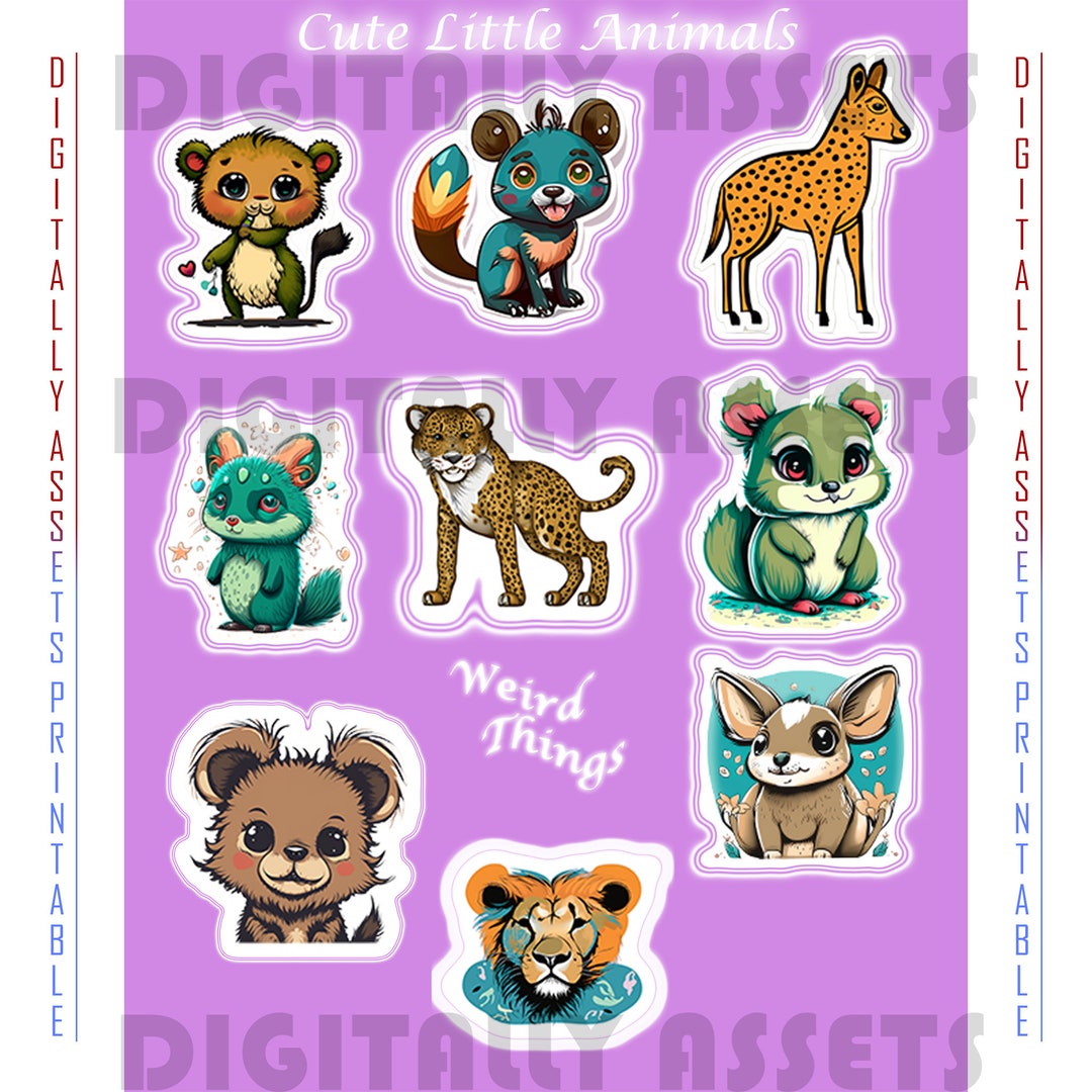 PRINT & CUT Sticker, Sticker Sheet Template, PNG, Cute Animals, for ...