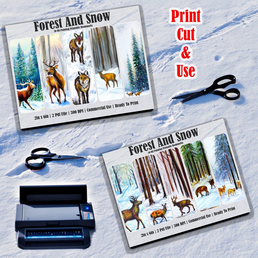 10 Winter, Snow and Animals Printable Bookmarks,digital Download PDF ...