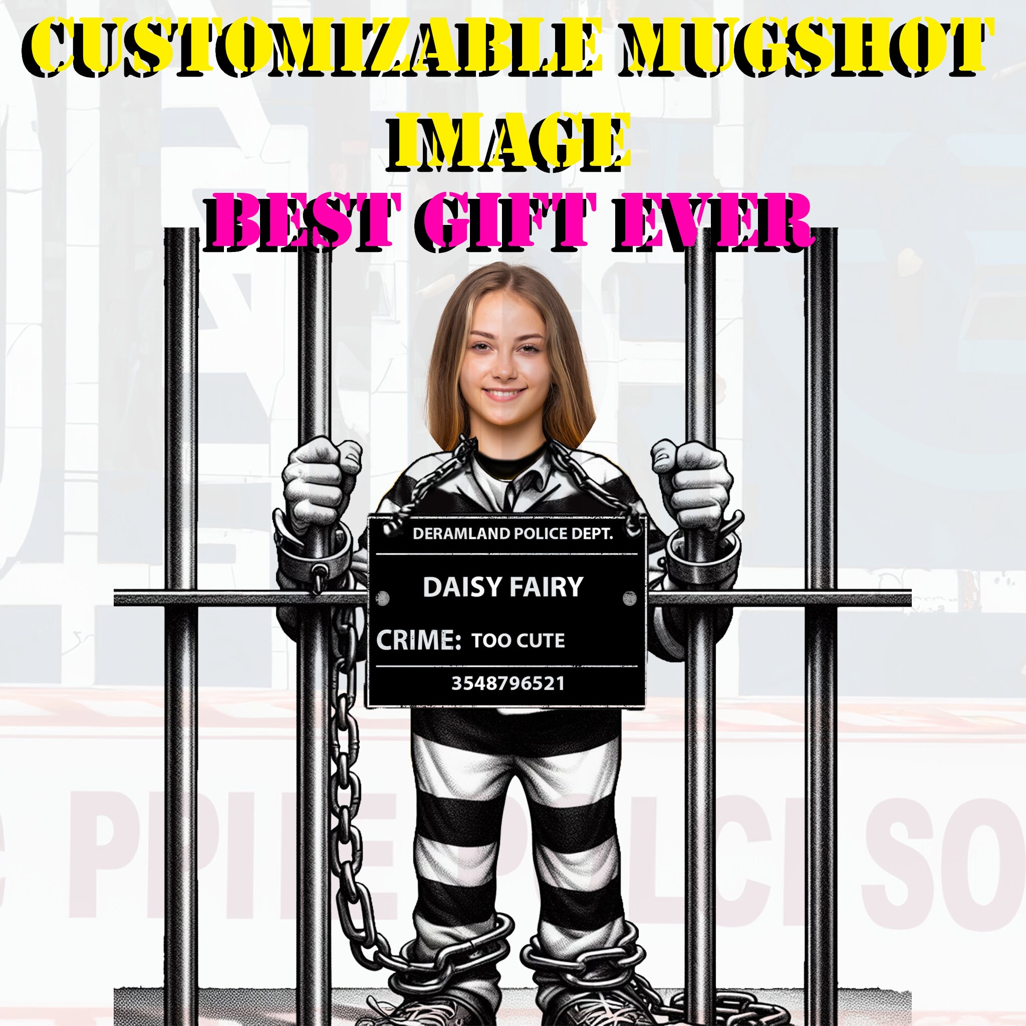 Mugshot Backdrop and Mugshot Sign,image & Text Personalized ...