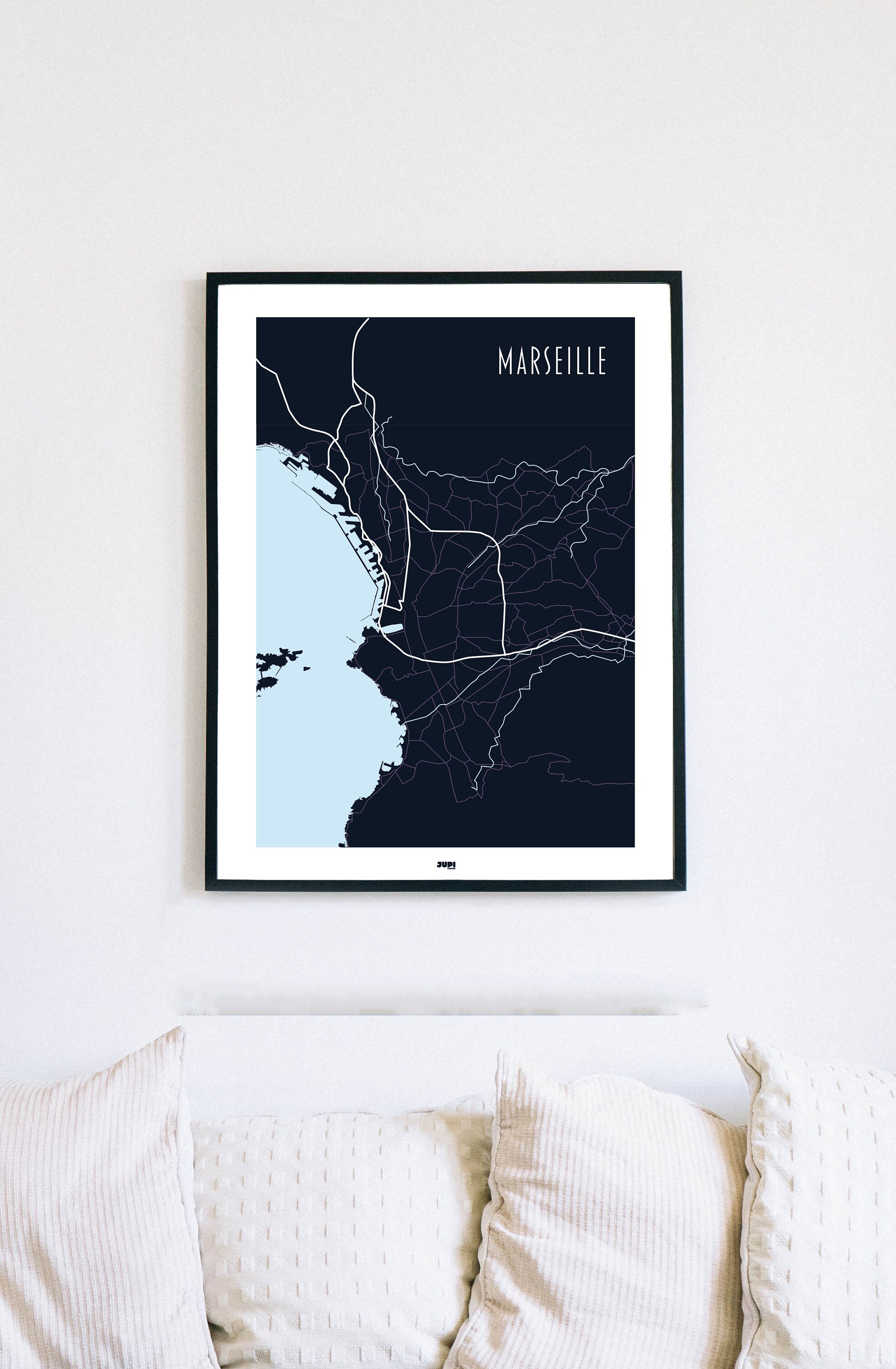 Affiche ville de Marseille - plan de ville Marseille - poster Marseille ...