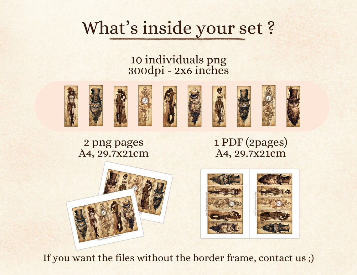 Steampunk Vibes Printable Bookmarks for Book Lovers, Grunge Steampunk ...